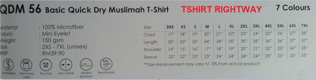 SAIZ TSHIRT RIGHTWAY | mohcetakbaju.com